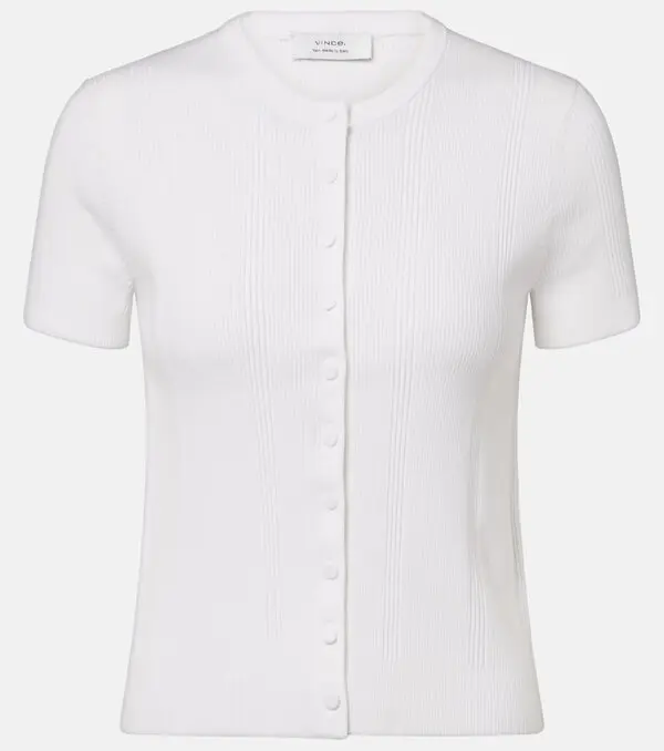 Vince Ribbed Knit Cotton-blend Cardigan - White