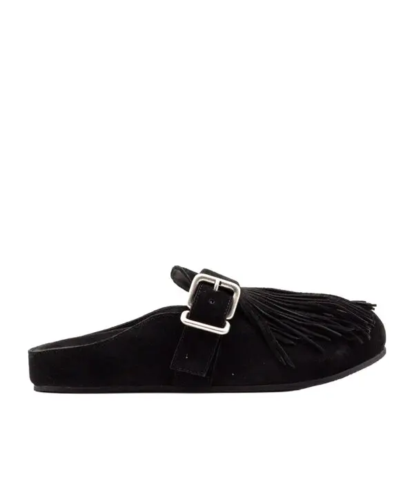 VIC MATIE Fringed Buckle Mules - Black