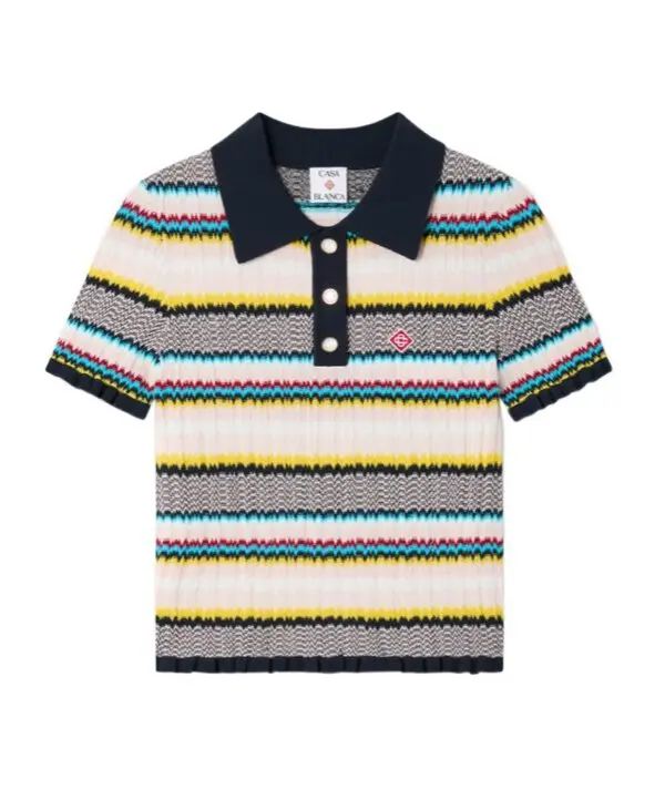 Casablanca Knit Polo Top - Multicolor