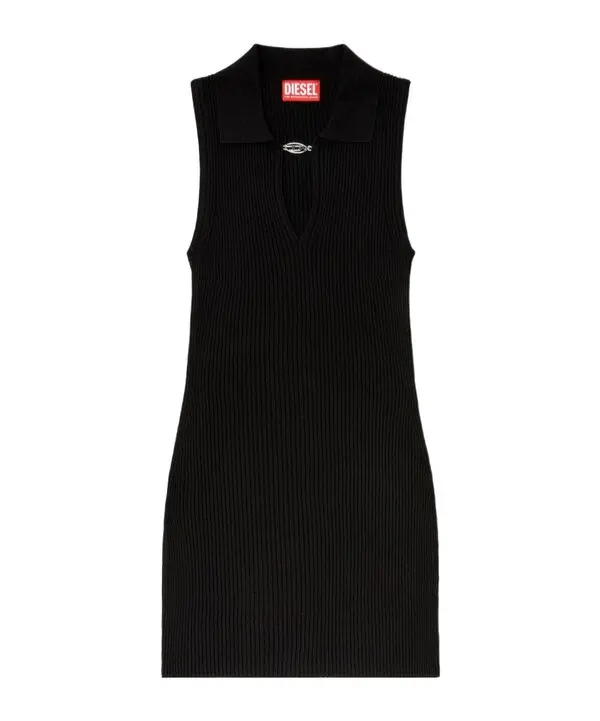 DIESEL® Oval D Rib-knitted Mini Dress - Black