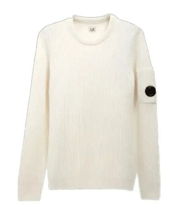 C.P. COMPANY Ribbed Crew Neck Sweater With Logo Detail