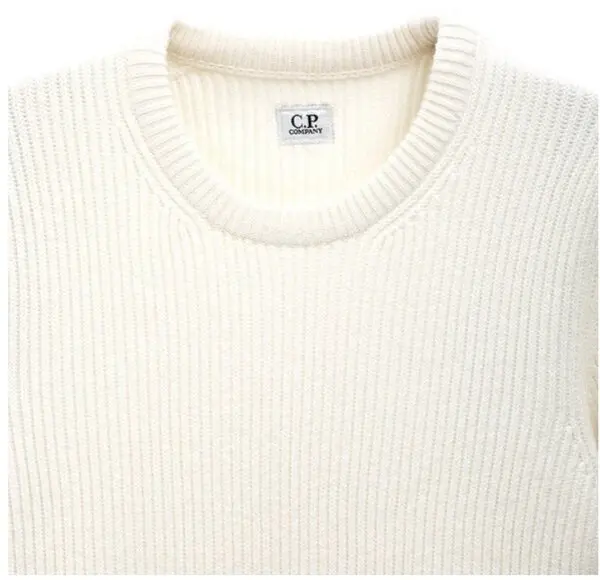 C.P. COMPANY Ribbed Crew Neck Sweater With Logo Detail