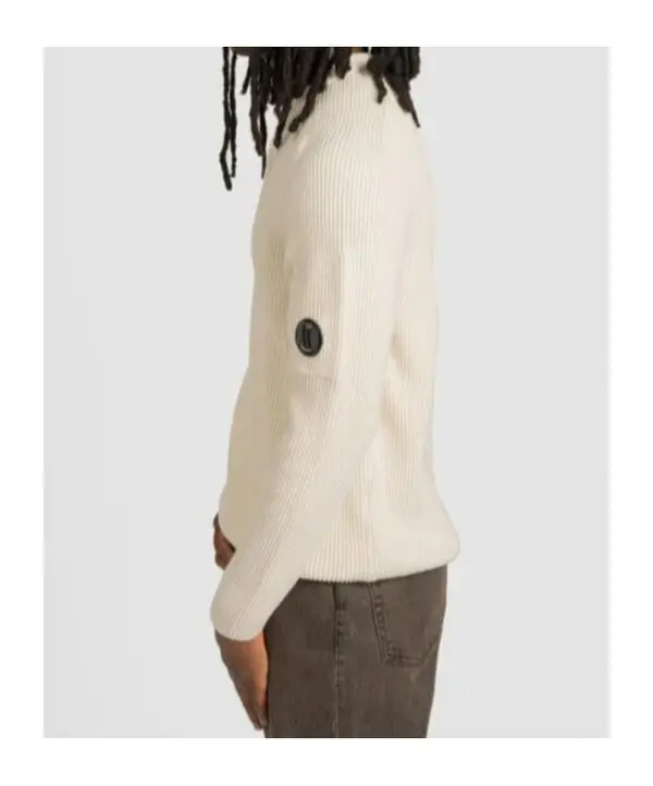 C.P. COMPANY Ribbed Crew Neck Sweater With Logo Detail