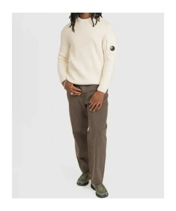 C.P. COMPANY Ribbed Crew Neck Sweater With Logo Detail