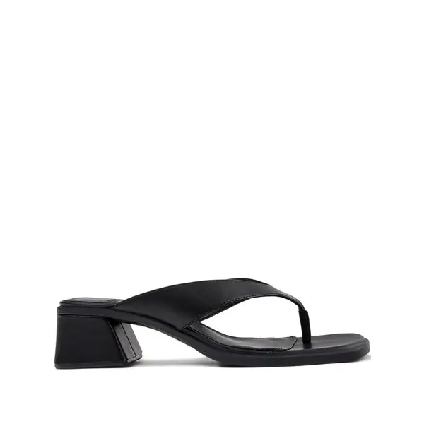 Camper Leather Thong Heeled Sandals - Black