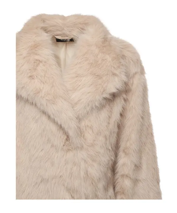 V73 Long Sleeved Coat With Eco-fur Collar