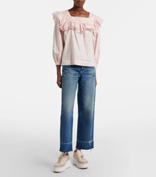 Chloé Nama Platform Sneakers In Suede And Leather - Beige
