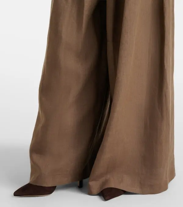 Ralph Lauren Greer Linen, Cashmere, And Silk Wide-leg Pants - Brown