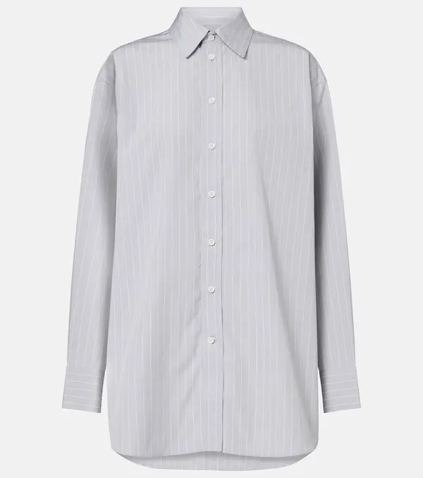 Phoebe Philo Striped Cotton Poplin Shirt - Grey