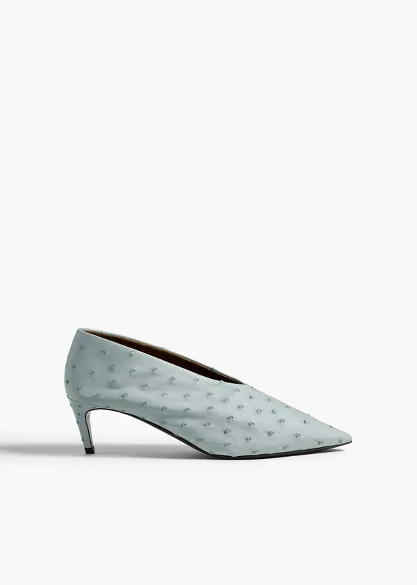 Khaite Miriam Low Heel Ostrich Pumps