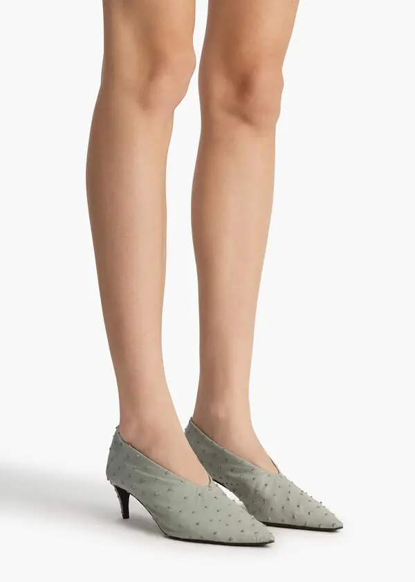 Khaite Miriam Low Heel Ostrich Pumps