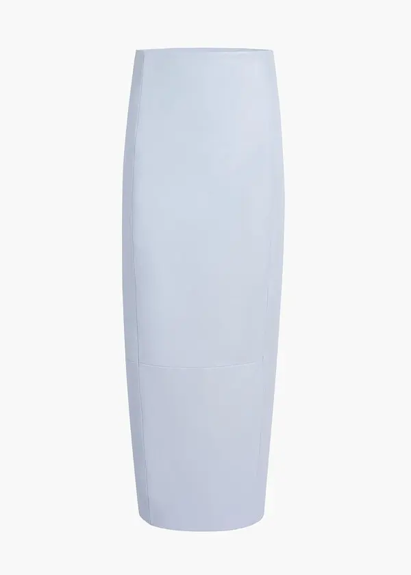 Khaite Lyle Skirt In Leather - Sky Blue
