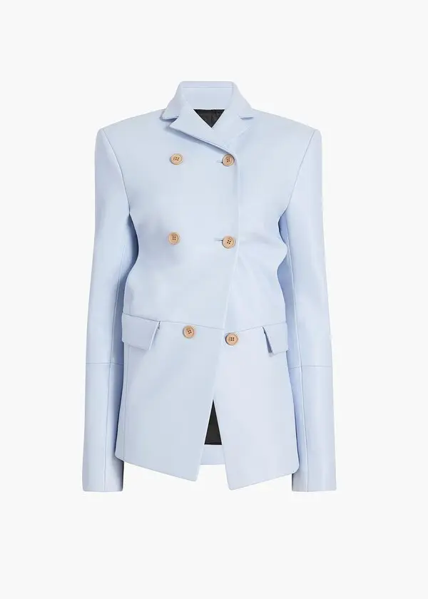 Khaite Rolo Double-breasted Leather Jacket - Sky Blue