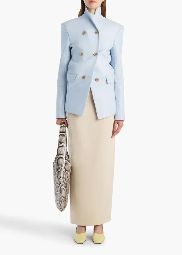 Khaite Rolo Double-breasted Leather Jacket - Sky Blue