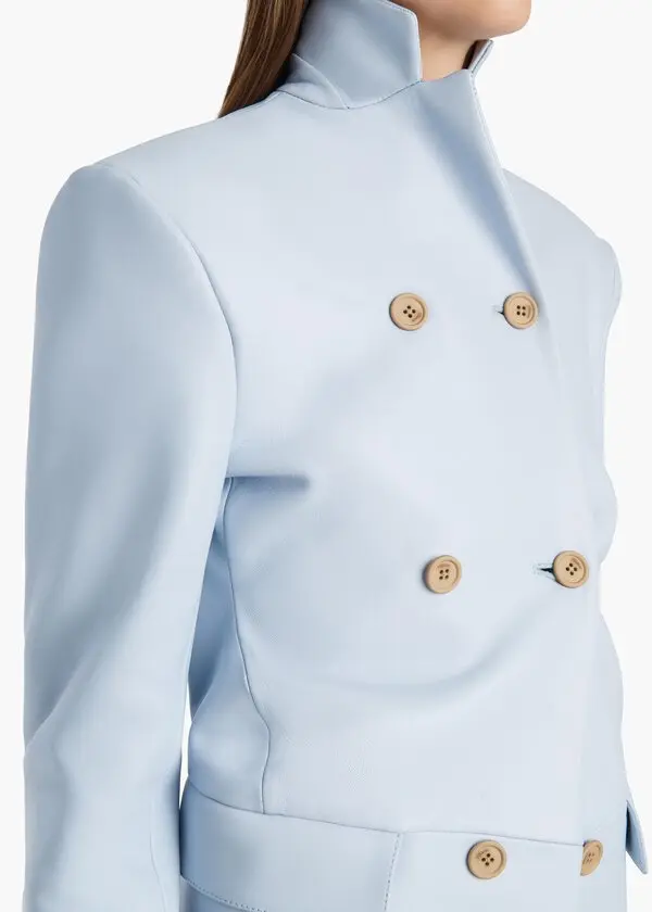 Khaite Rolo Double-breasted Leather Jacket - Sky Blue