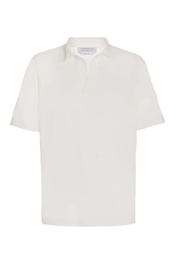 Gabriela Hearst Stendhal Knit Short Sleeve Polo In Cashmere Silk - Ivory