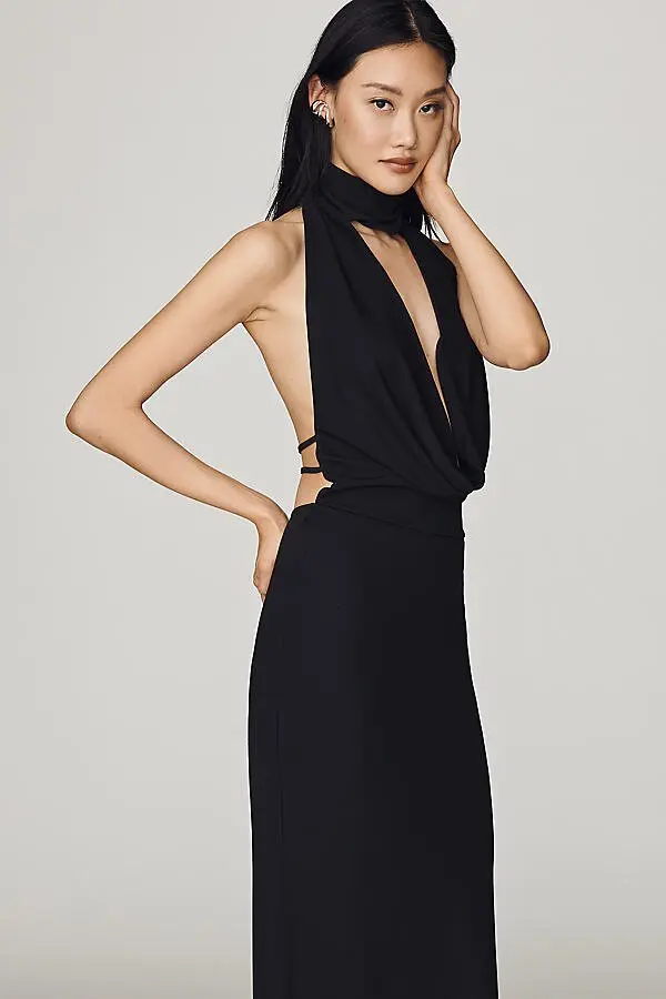 Misha Collection Plunge Maxi Dress