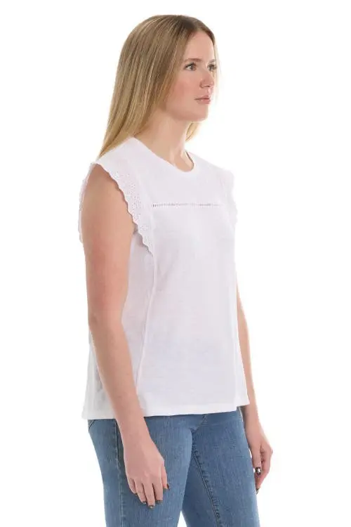 Wilt Eyelet Cap Sleeve Tee