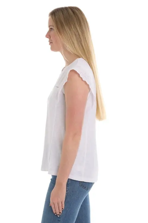 Wilt Eyelet Cap Sleeve Tee