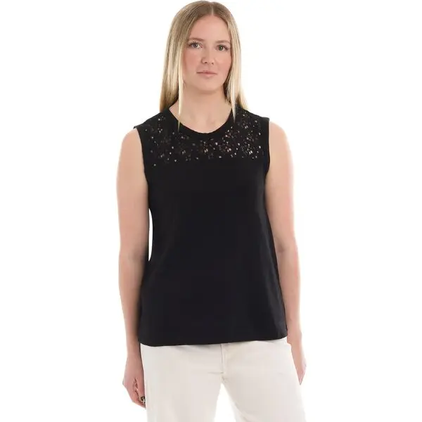 Wilt Shell With Lace Yoke Top - Black