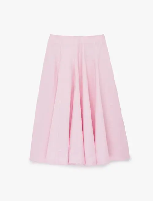 ZDNU 81041892 A-line Pleated Cotton Midi Skirt