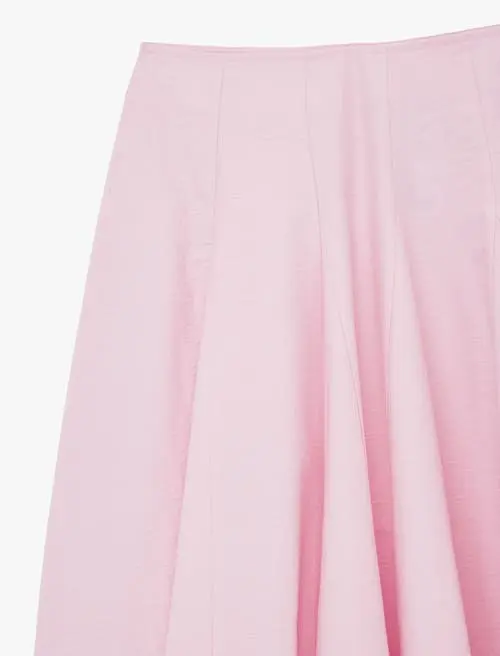ZDNU 81041892 A-line Pleated Cotton Midi Skirt