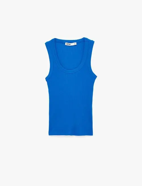 ZDNU 81041892 Scoop Neck Ribbed Cotton Tank Top