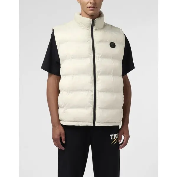 PLEIN SPORT Lightweight Padded Vest With Tiger Scratch Print - Grey
