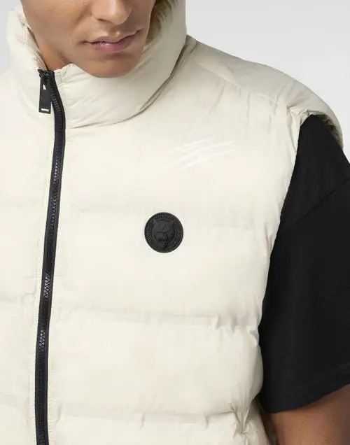 PLEIN SPORT Lightweight Padded Vest With Tiger Scratch Print - Grey
