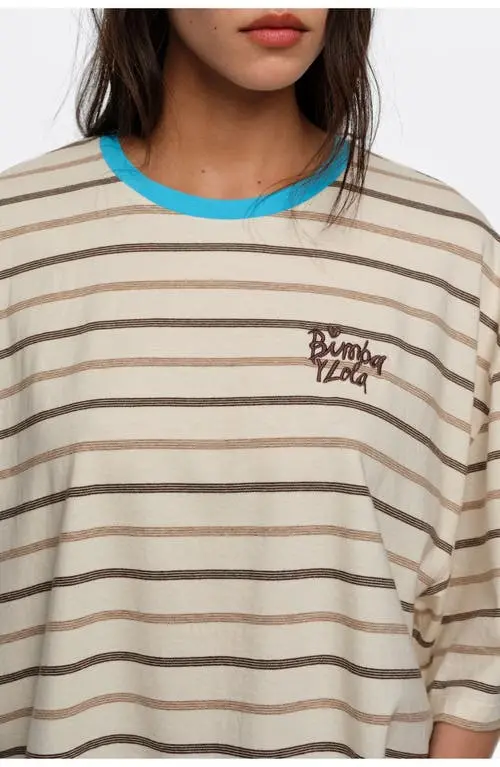 Bimba Y Lola Striped Cotton Boxy T-shirt - Brown