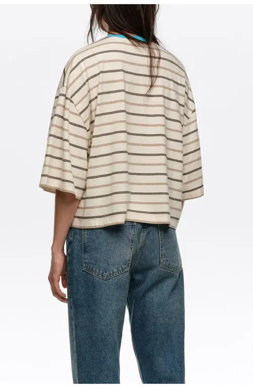 Bimba Y Lola Striped Cotton Boxy T-shirt - Brown