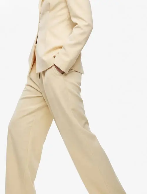 KOTON High Rise Pleated Wide Leg Trousers