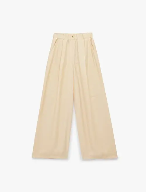 KOTON Relaxed Fit Wide Leg Trousers With Elastic Waist