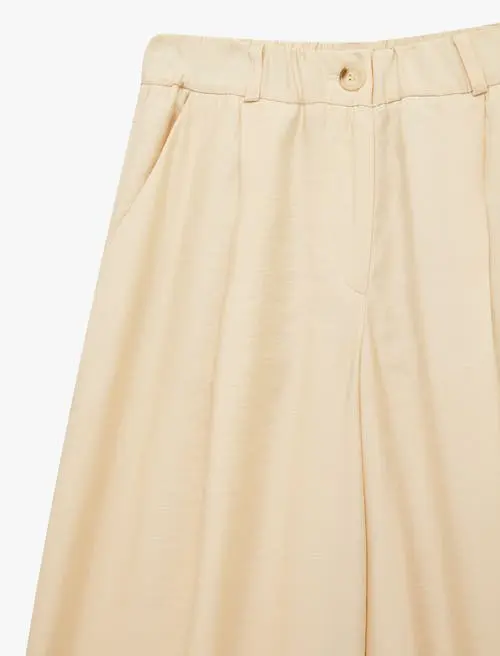 KOTON Relaxed Fit Wide Leg Trousers With Elastic Waist