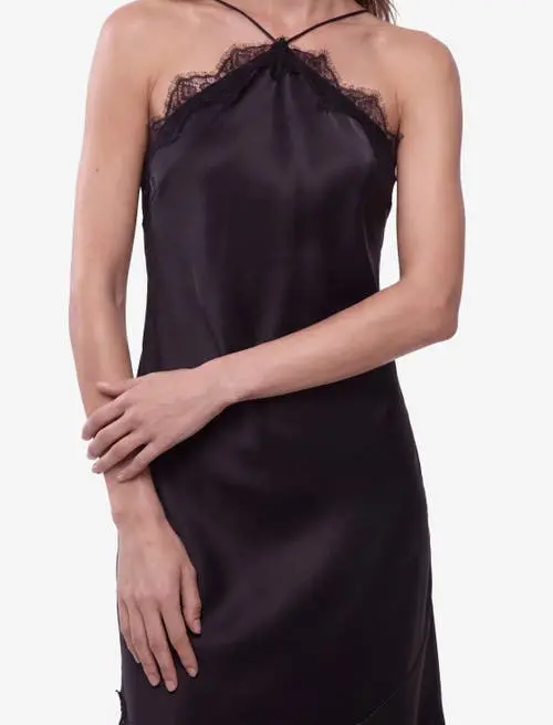 Koton Zdnu 81041892 Asymmetrical Lace Trim Satin Slip Dress