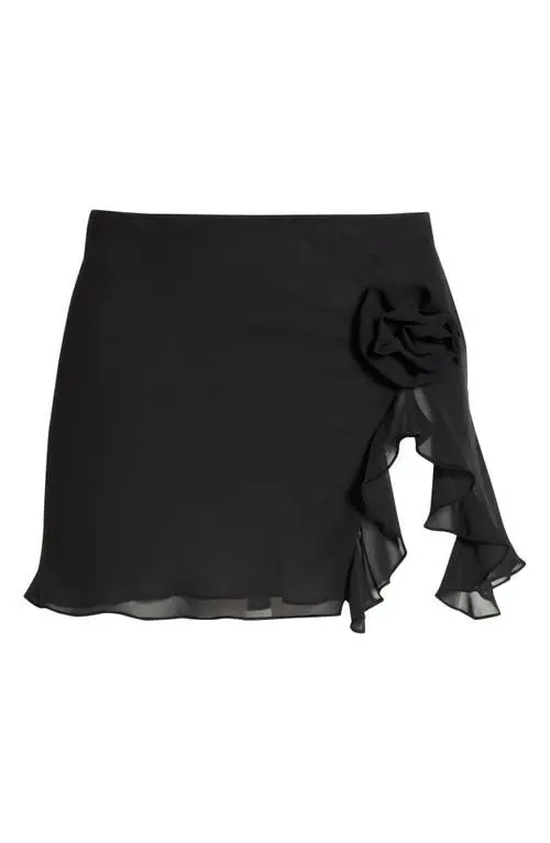 BELLA VENICE Rose Embellished Chiffon Miniskirt