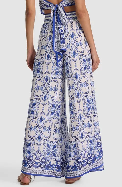 Alice + Olivia Larissa Smocked Wide Leg Split Pants