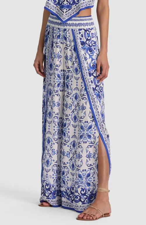Alice + Olivia Larissa Smocked Wide Leg Split Pants