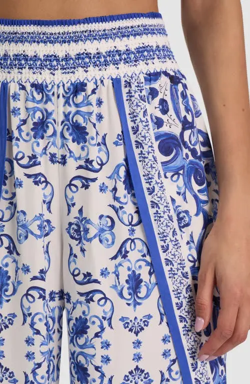Alice + Olivia Larissa Smocked Wide Leg Split Pants