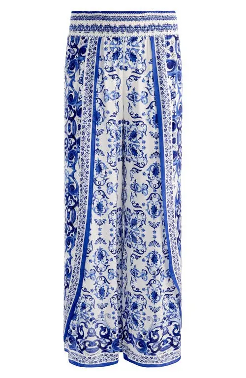 Alice + Olivia Larissa Smocked Wide Leg Split Pants