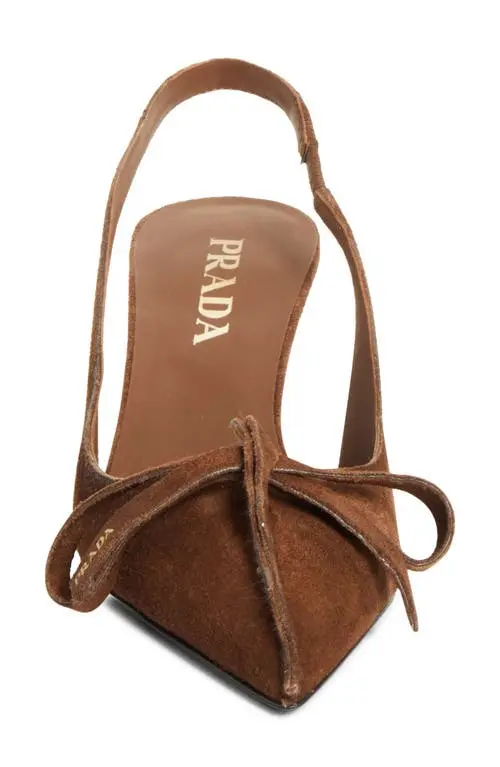 Prada Exposed Seam Kitten Heel Slingback Pump