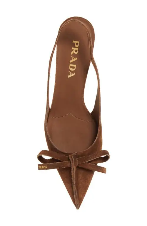 Prada Exposed Seam Kitten Heel Slingback Pump