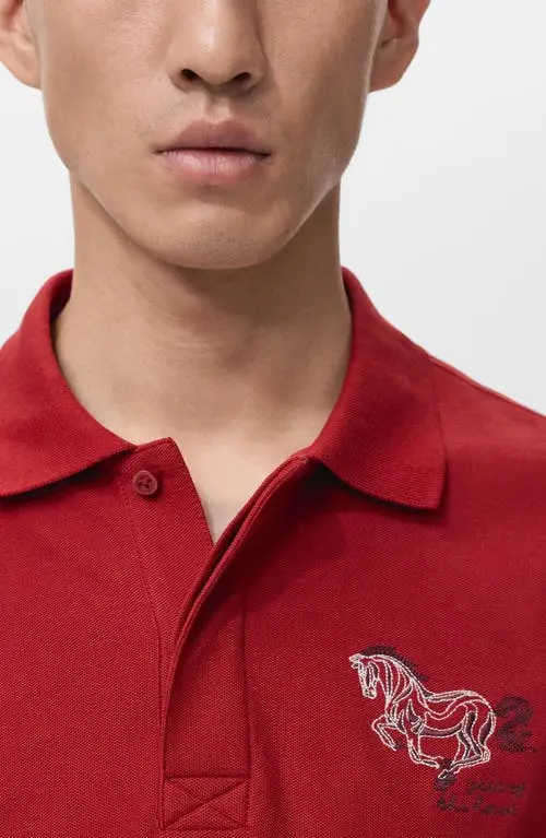 Mango Embroide Cotton Piqué Polo