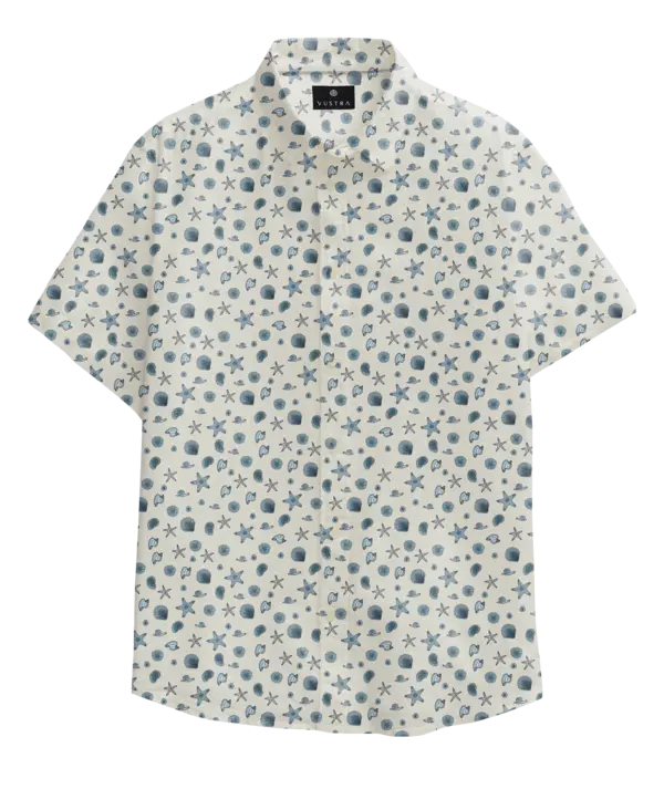 VUSTRA Nautical Print Short-sleeve Button-down Shirt