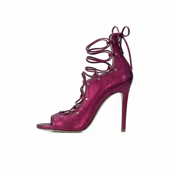 STESSA BY SARAH Lace Up Stiletto Sandals - Pink