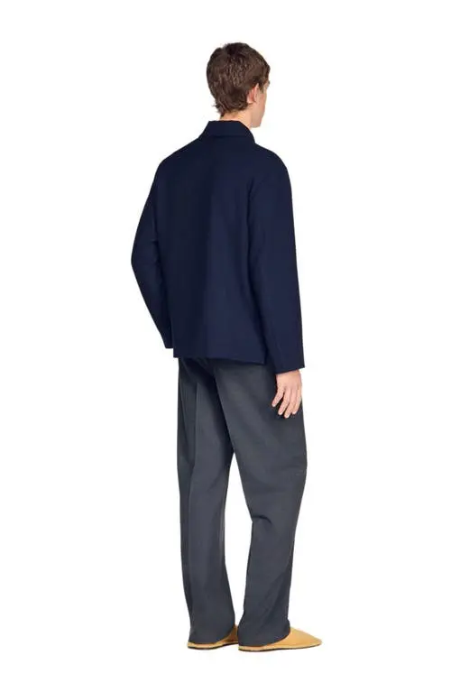 Sandro Buttoned Wool Worker Jacket