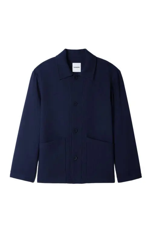Sandro Buttoned Wool Worker Jacket