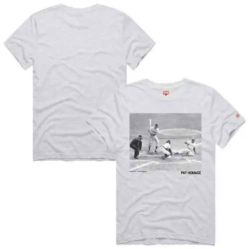 HOMAGE Jackie Robinson Brooklyn Dodgers Cooperstown Collection Pay Player Graphic Tri-blend T-shirt - Ash