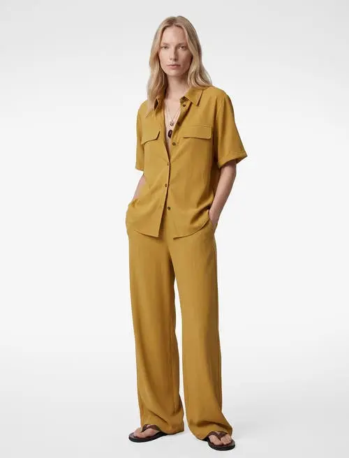 KOTON Short Sleeve Viscose Shirt With Pockets - Khaki