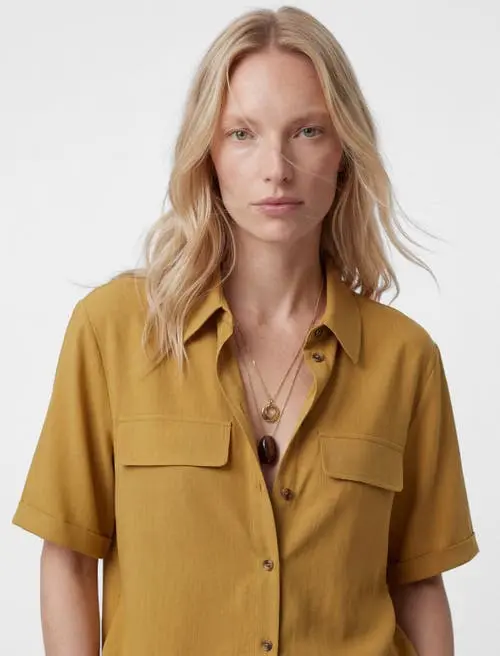 Koton Short Sleeve Viscose Shirt With Pockets